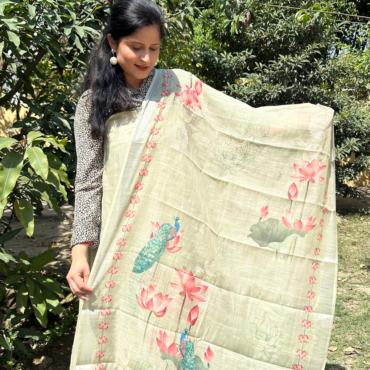 Pista Green Linen Peacock Suit – SAMA by Rakhi