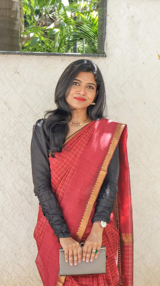 Tashi Mangalagiri Saree (Maroon) – SAMA by Rakhi